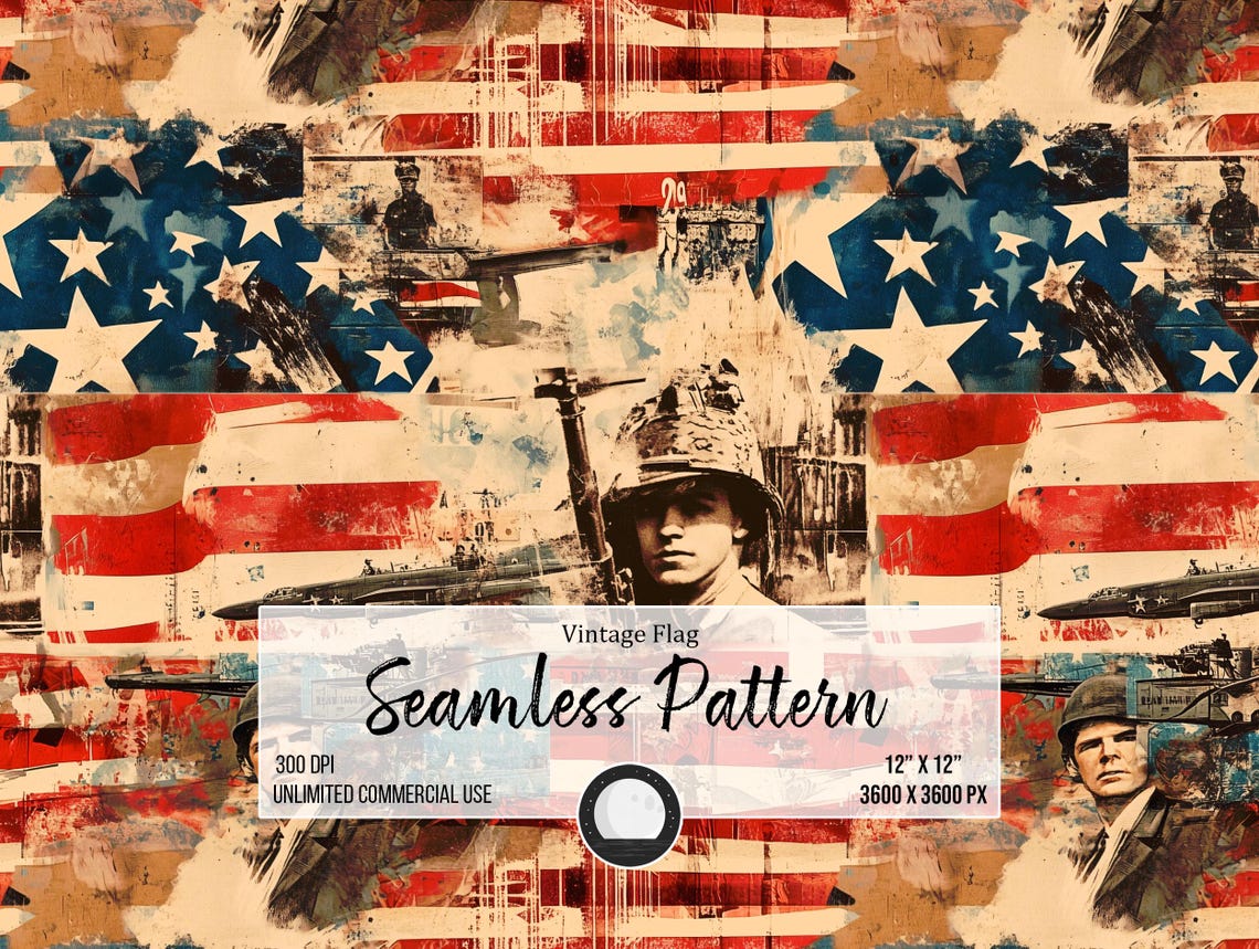 Vintage Flag | Distressed American Military Collage | Retro Patriotic ...