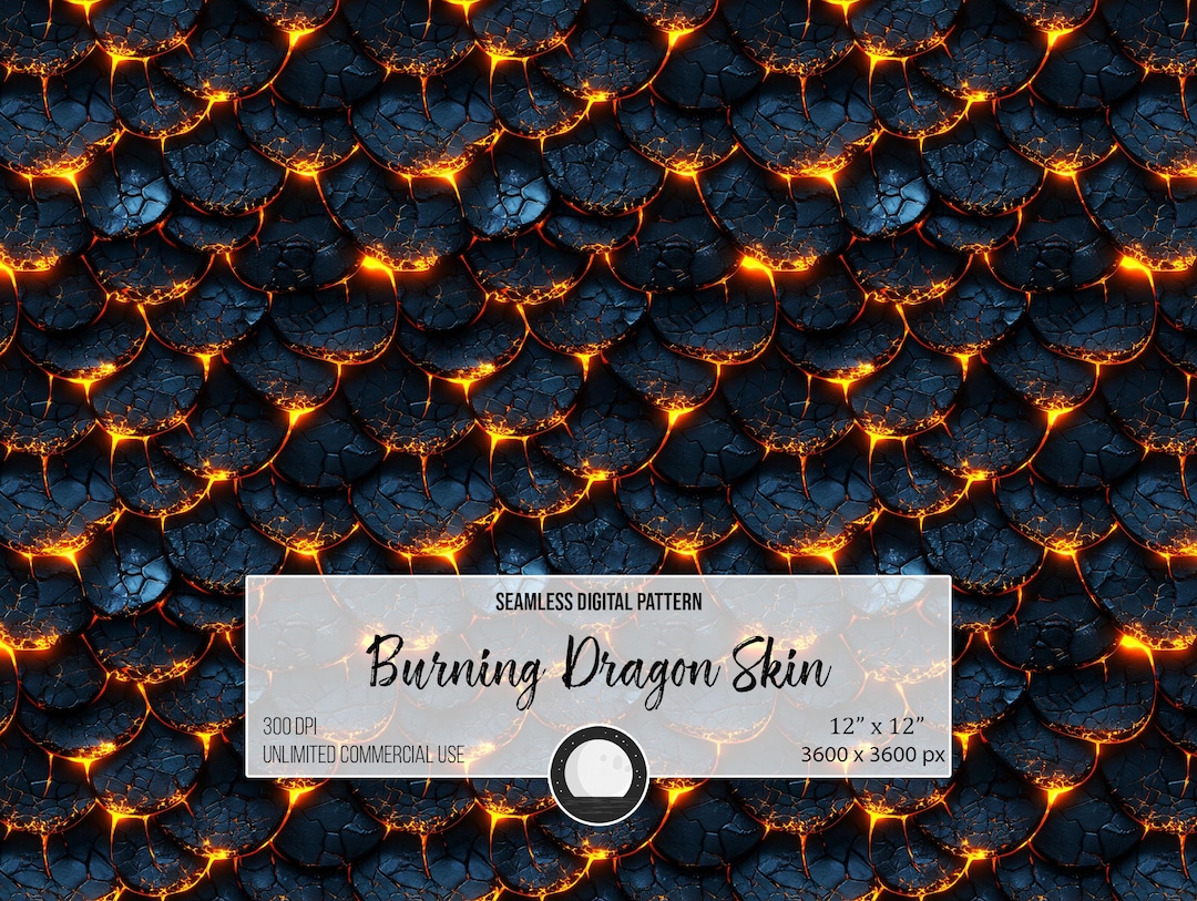 Burning Dragon Skin Seamless Pattern | Fiery Fantasy Texture for ...