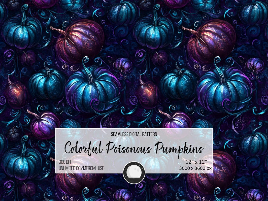 Poisonous Pumpkin Seamless Pattern: Colorful Halloween Digital Paper ...
