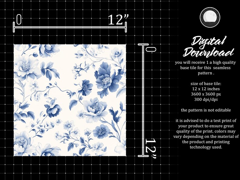 Timeless Blue Floral Pattern | Elegant Seamless Design for Sublimation ...