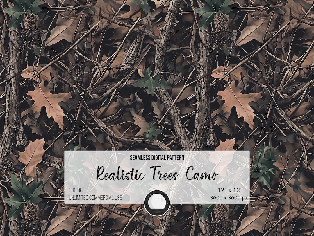 Camo Realistic Trees Seamless Pattern | Rustic Forest Digital Paper ...