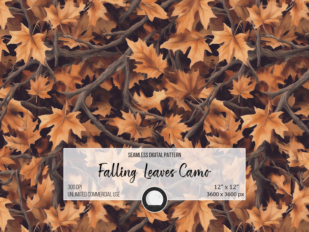 Falling Leaves Camo Seamless Pattern: Autumn Digital Print (digital ...
