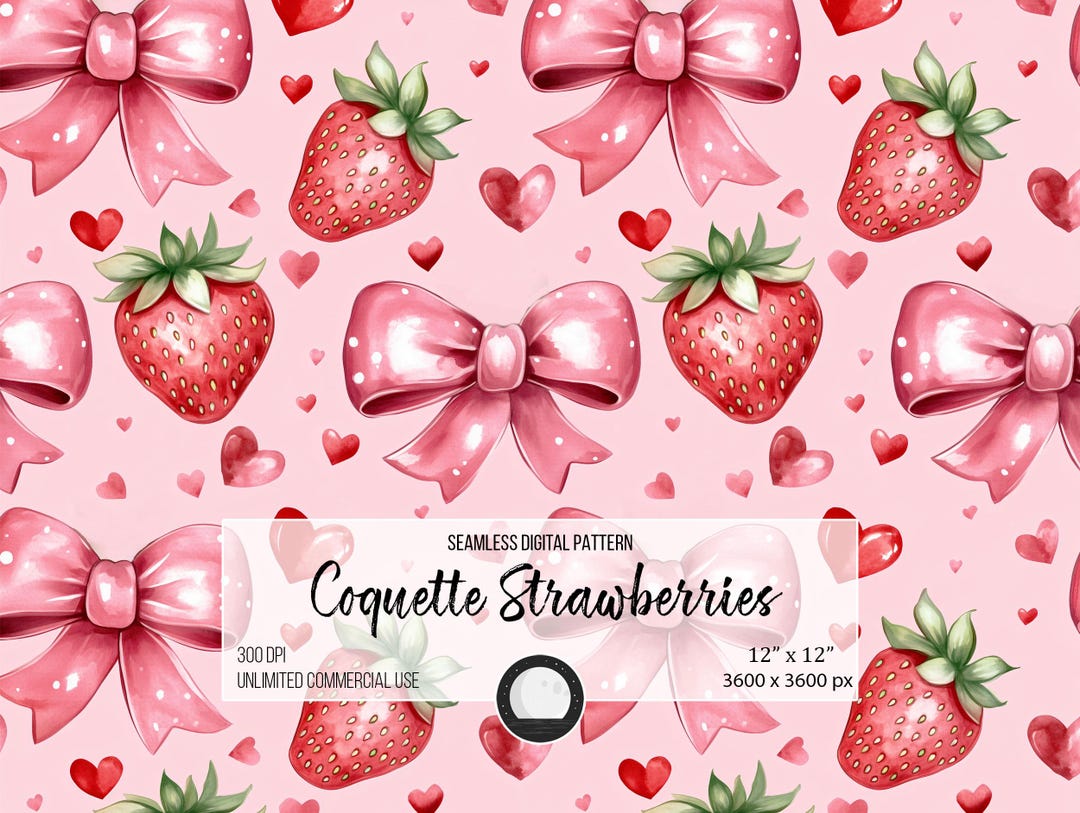 Cute Strawberry Valentine Seamless Pattern | Romantic Red Strawberries ...