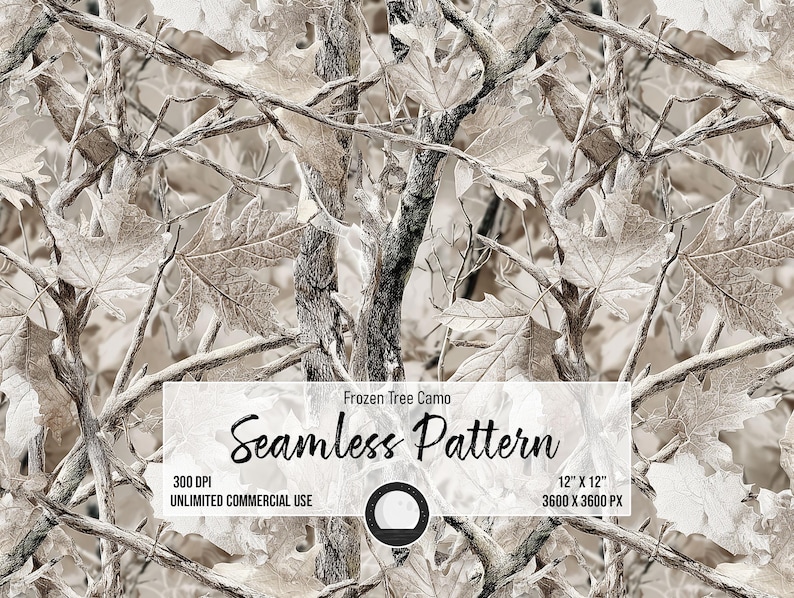 Frozen Realistic Tree Camo Seamless Pattern – Winter Woodland ...