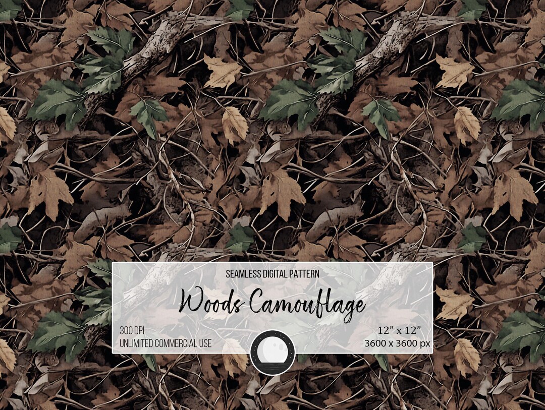Woodland Camo Seamless Pattern: Realistic Forest Design (300 DPI ...
