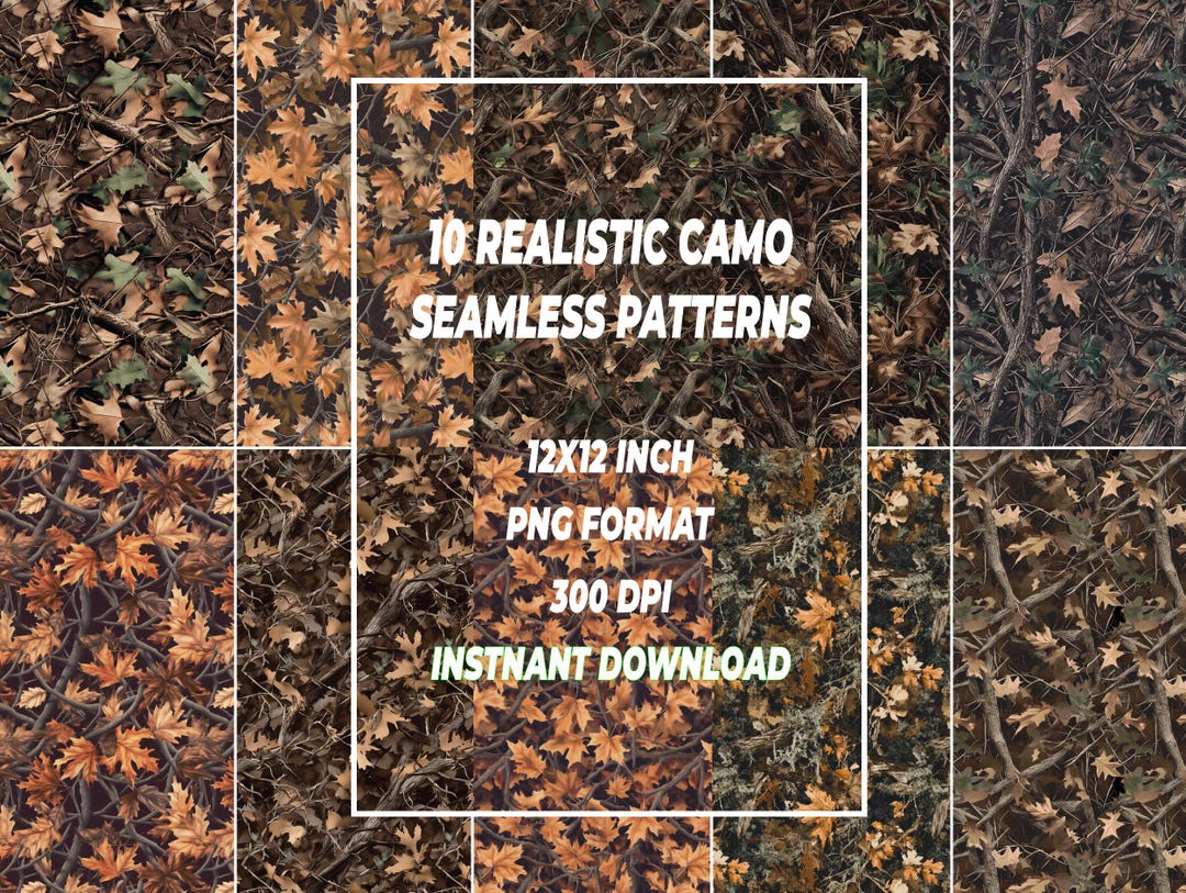 Realtree Camo Seamless Patterns: Hunting & Hiking Digital Paper (PNG ...