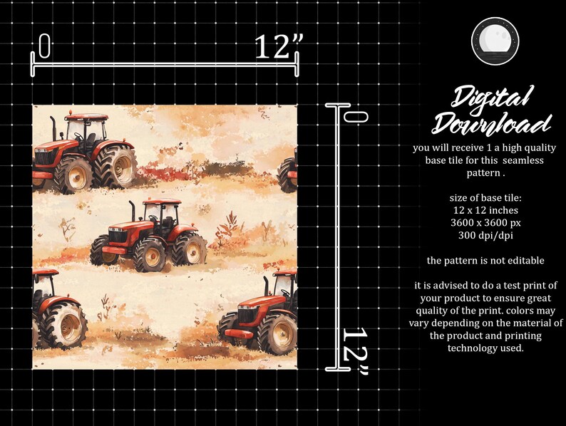 Rustic Farmer Tractor Seamless Pattern | Perfect for Fabric ...