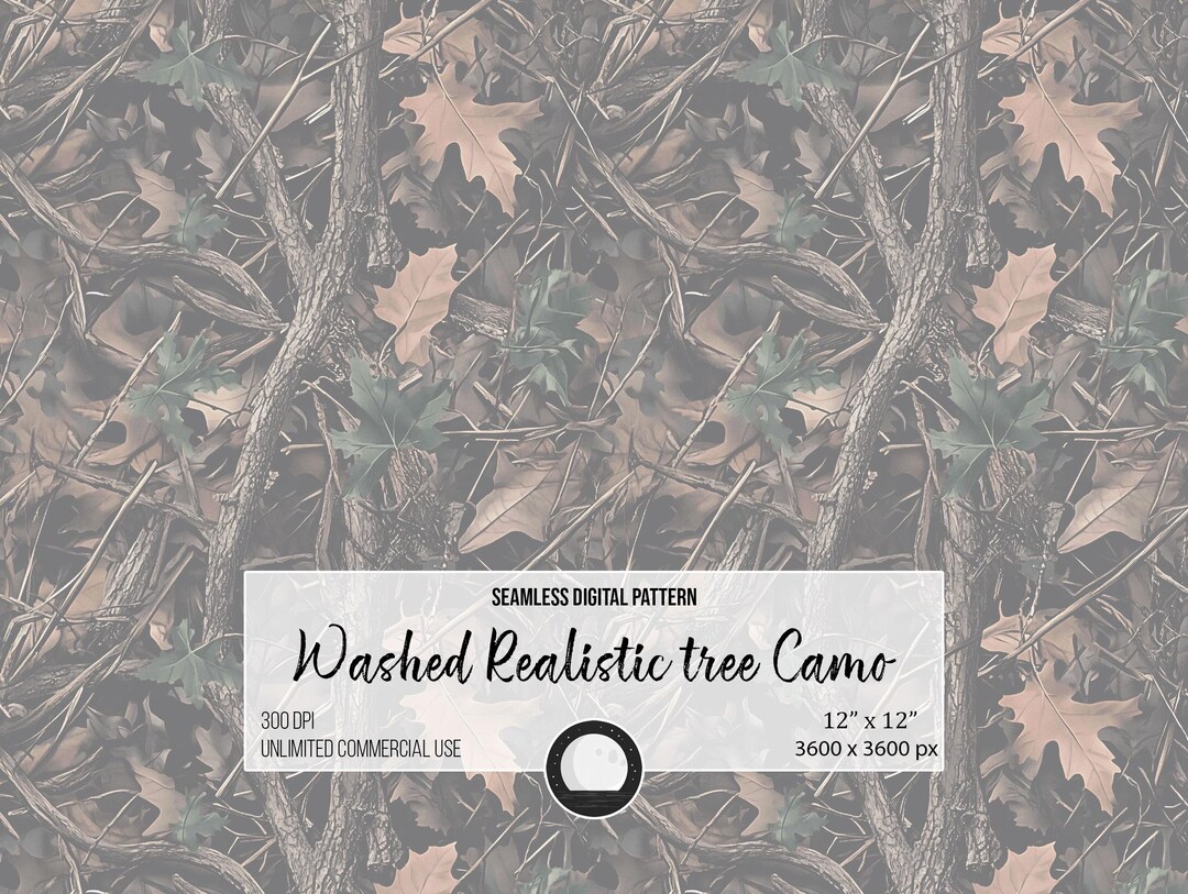Washed Realistic Tree Camo Earth Tones Tree Camo Seamless Pattern ...