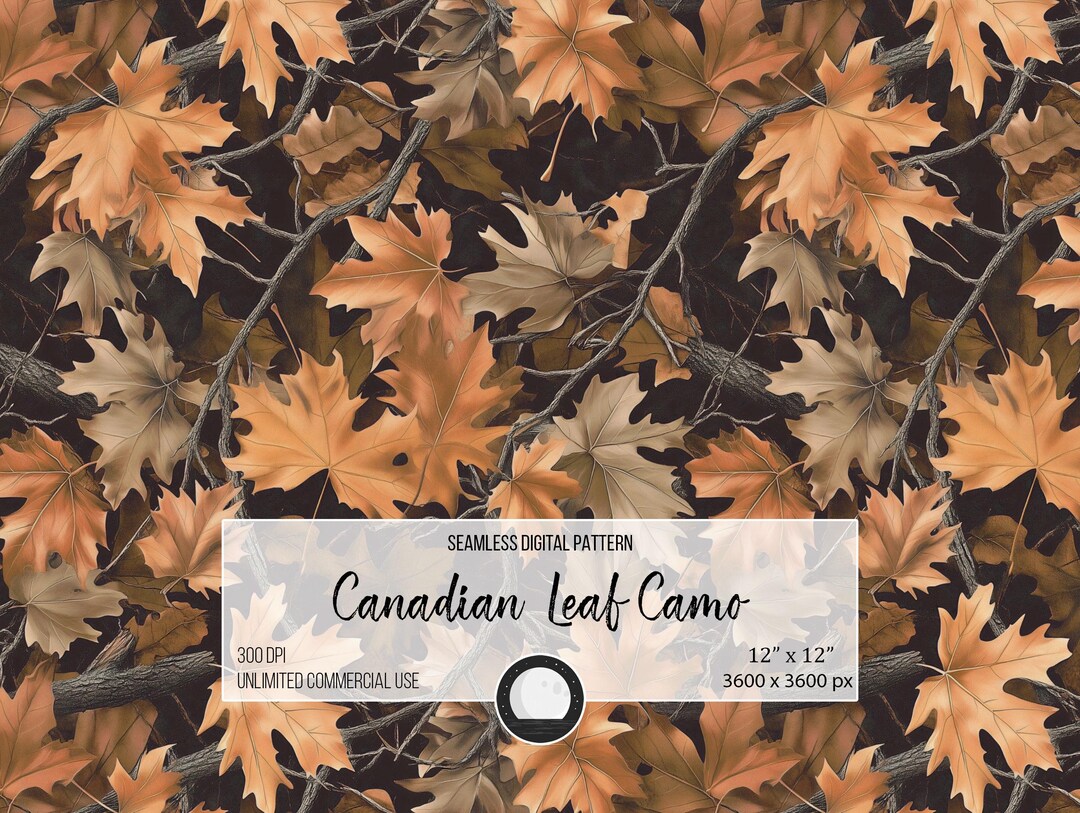 Canadian Leaf Camo Seamless Pattern: Autumn Woodland Design (digital ...