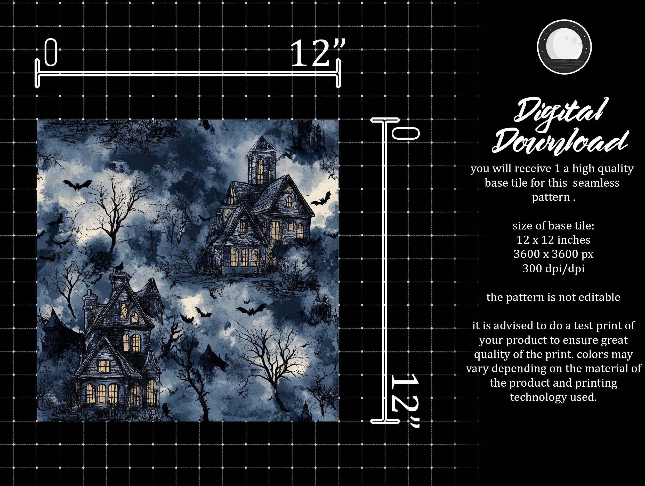 Haunted House Seamless Pattern for Halloween | Fantasy Village Digital ...
