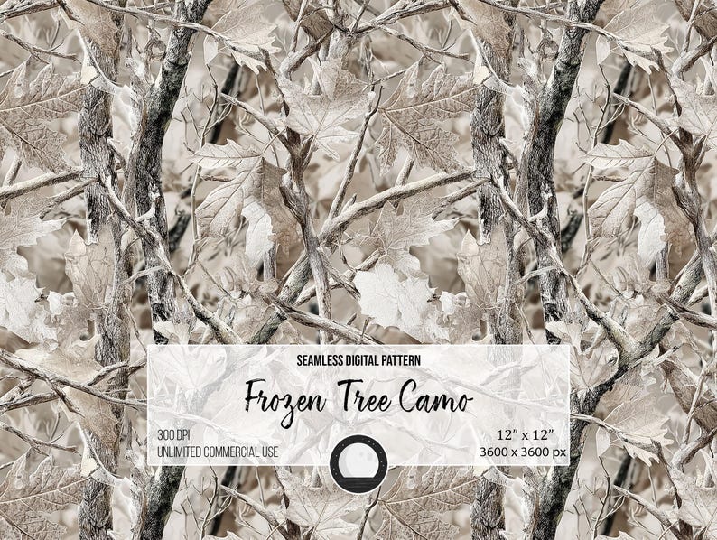 Frozen Realistic Tree Camo Seamless Pattern – Winter Woodland ...