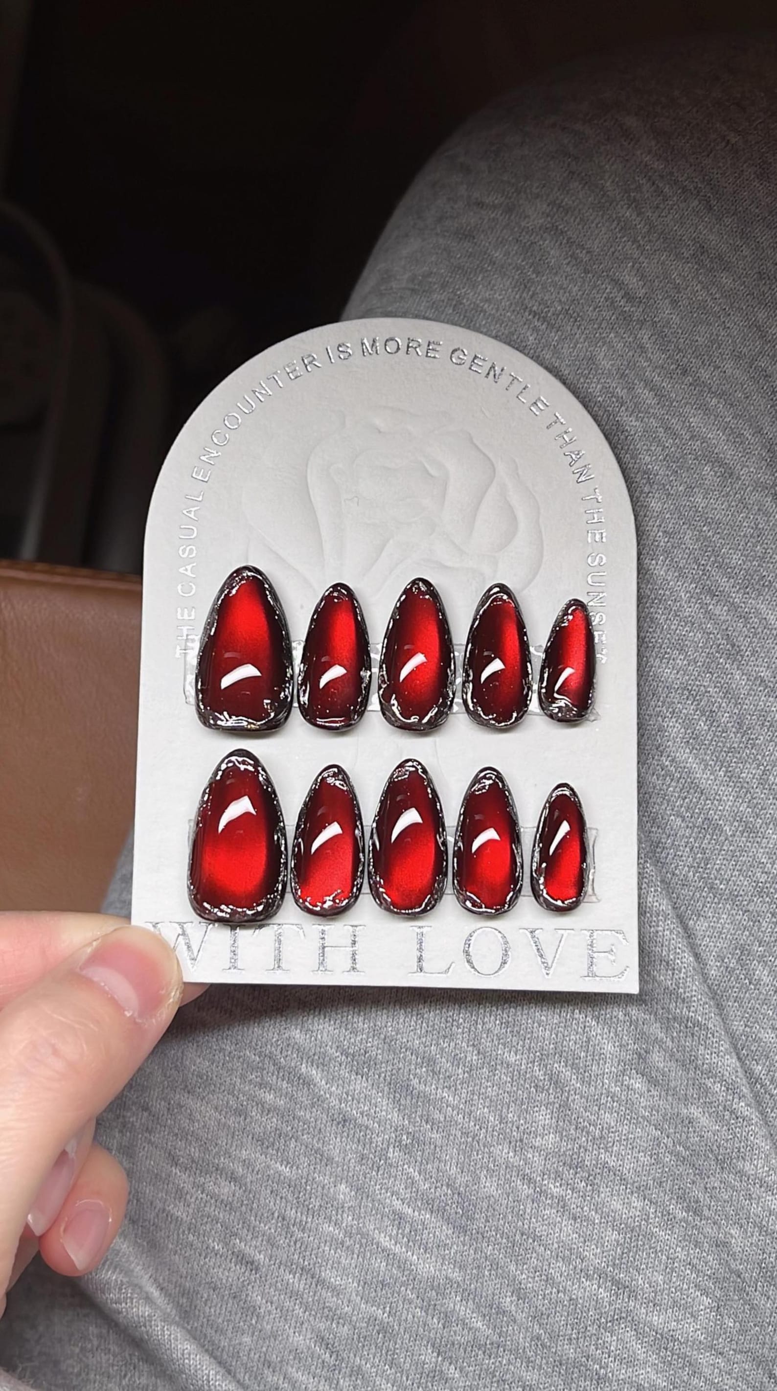 Metallic Silver 3d Chrome Red Cat Eye Y2k Nails | Reusable 3d Punk ...