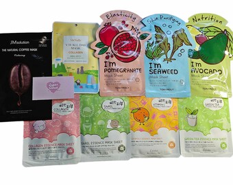 Complete Mini Spa Gift Set, Vegan Clay Facial Mask Samplers With Wooden ...