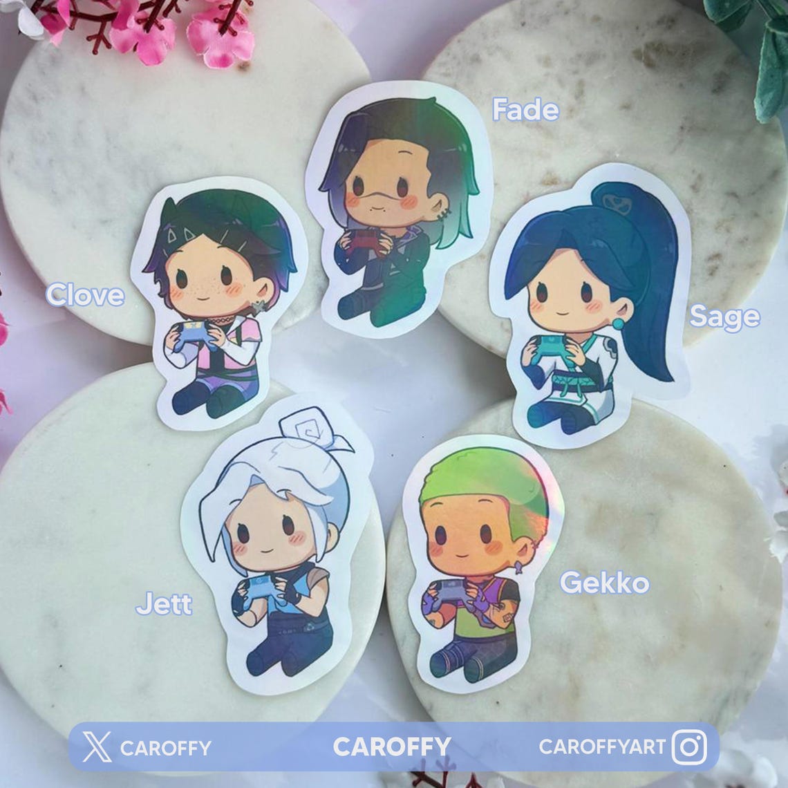 Valorant Inspired Cute Chibi Gamer Holographic Vinyl Stickers - Etsy