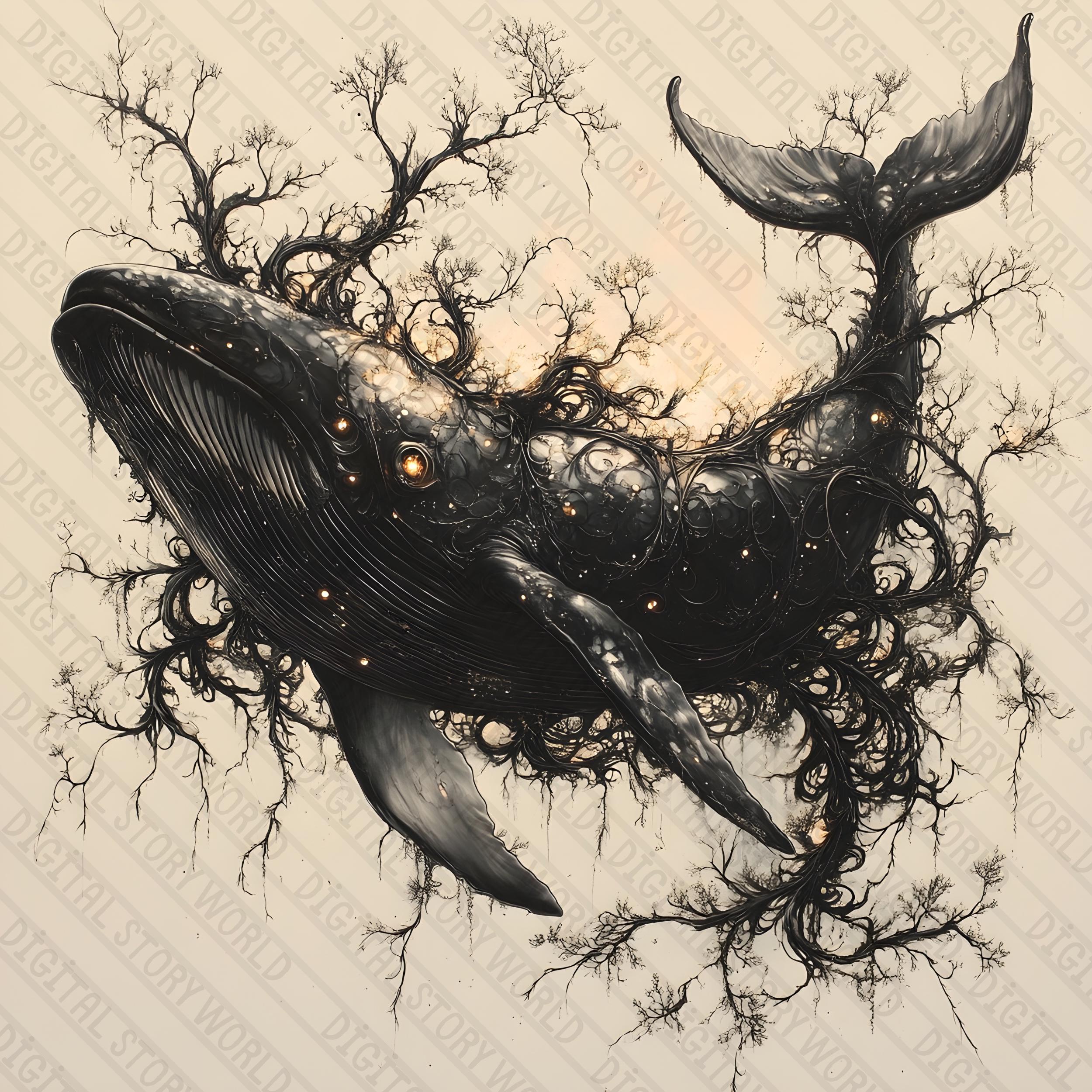 25 Background Plant Themed Gothic Animal Elements, Digital Whale ...