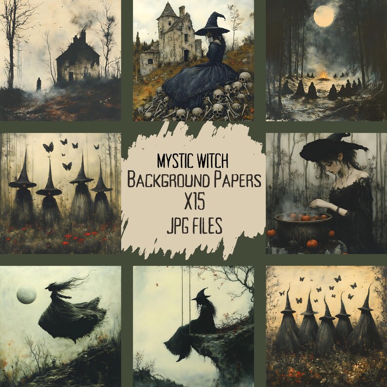 15 Gothic Witch Junk Journal Pages | Mystical Halloween Collage Kit ...