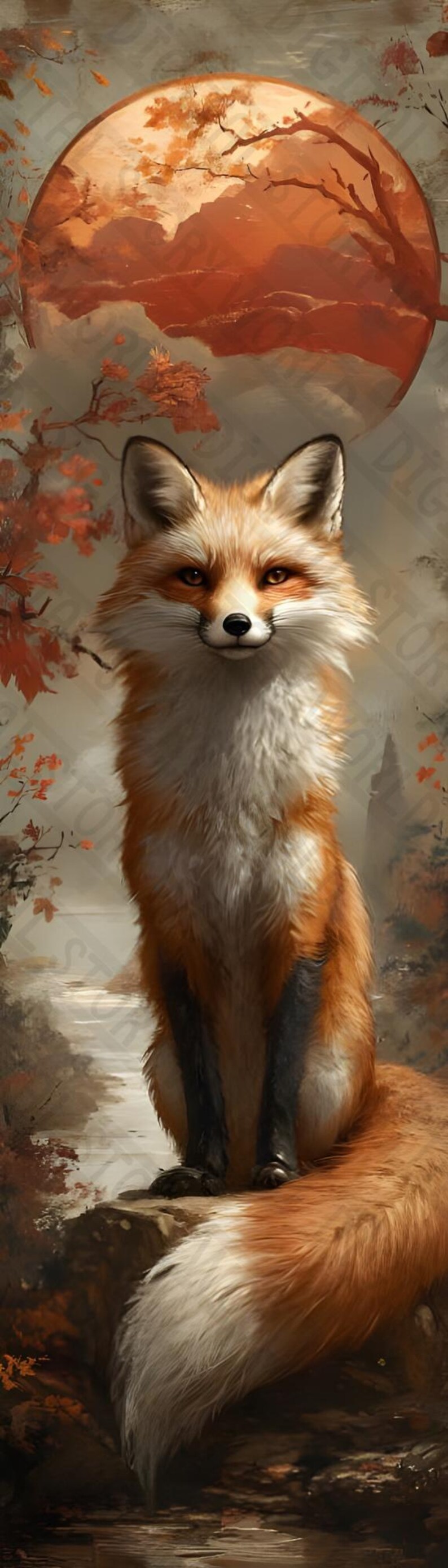 25 Edo Period Bookmarks Mystical Digital Fox Items, Digital Fox Collage ...