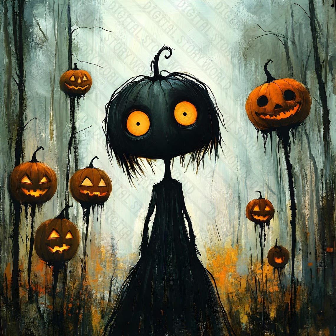 Spooky Backgrounds Bizarre Digital Halloween Elements, Digital Pumpkin ...