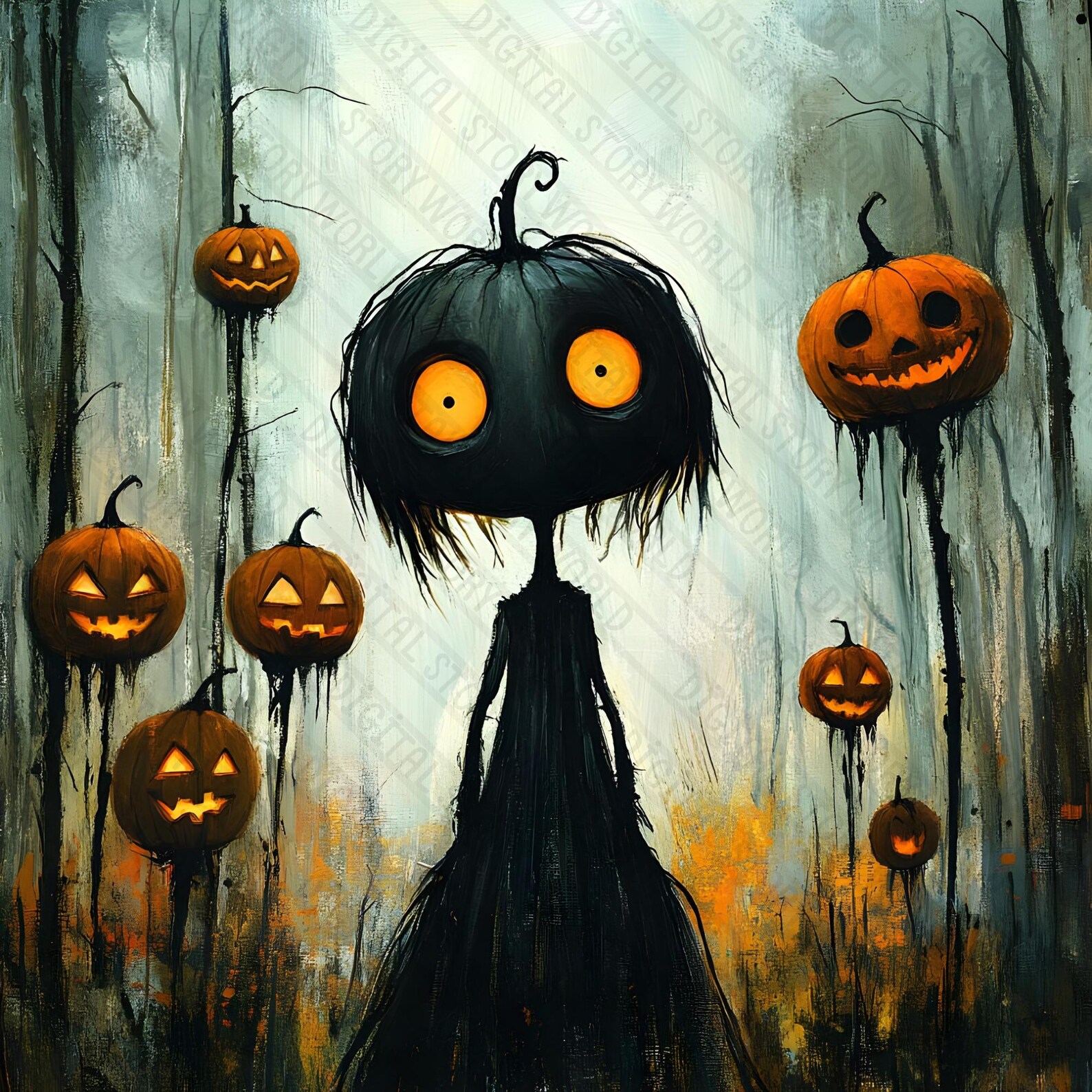 Spooky Backgrounds Bizarre Digital Halloween Elements, Digital Pumpkin ...