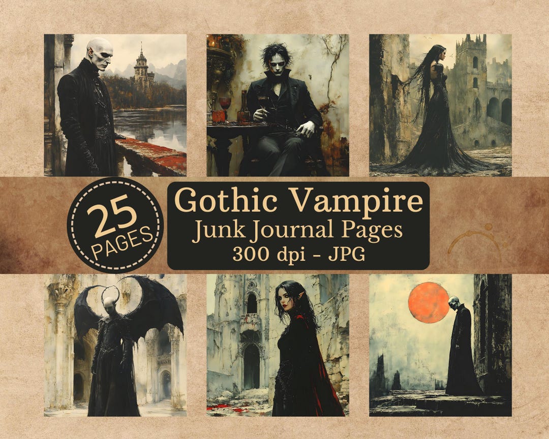 25 Vampire Collage Pages,vintage Background Mystical Digital Halloween ...