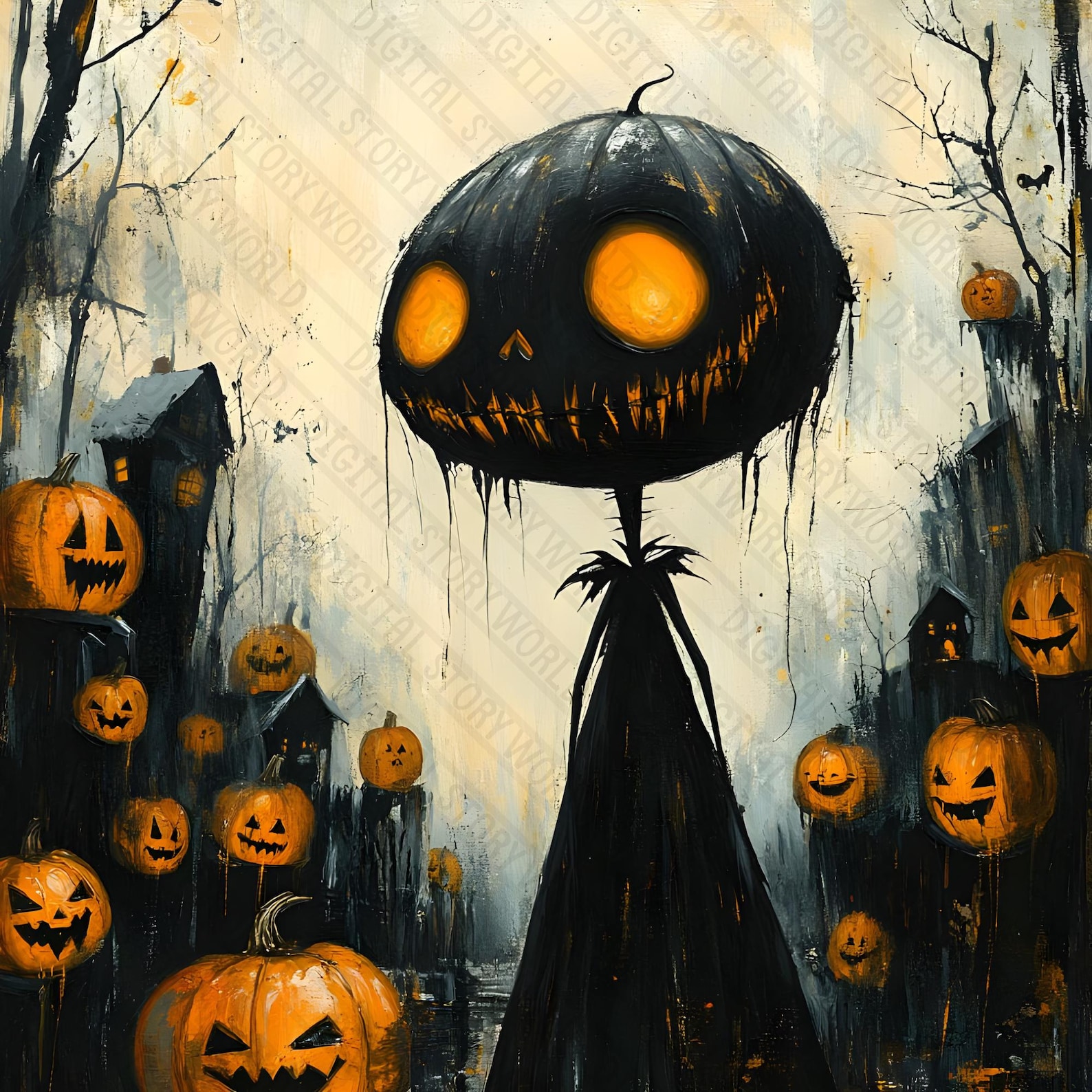 Spooky Backgrounds Bizarre Digital Halloween Elements, Digital Pumpkin ...