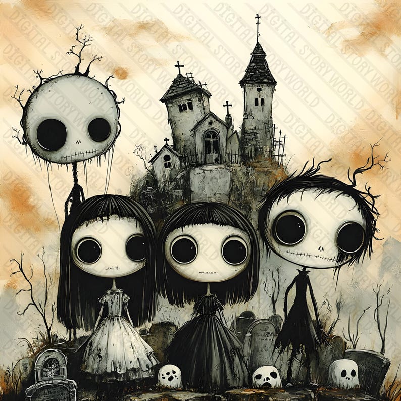 10 Spooky Backgrounds Bizarre Digital Halloween Items ,digital Cemetery ...