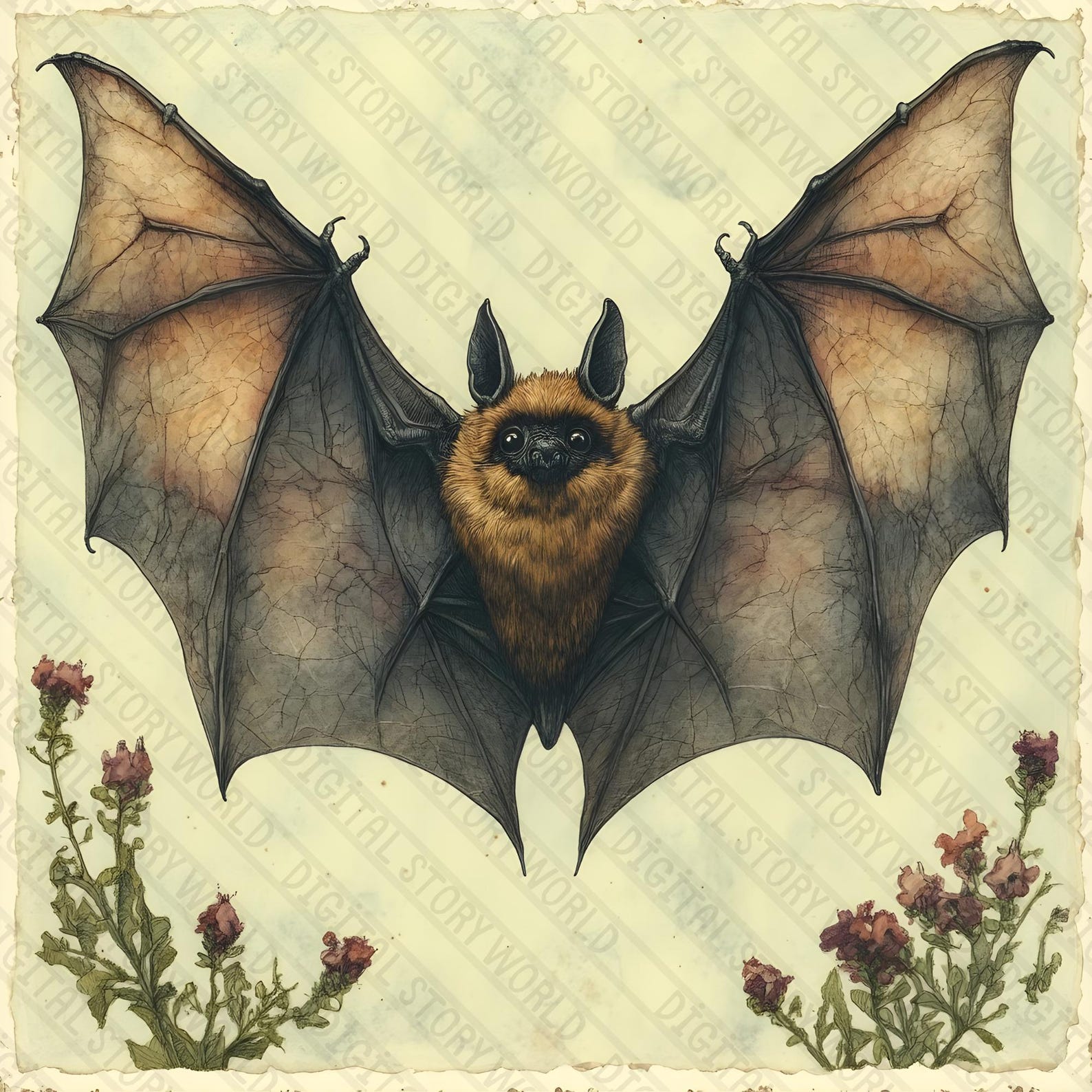 30 Gothic Bat Page Elements, Background Mystical Digital Halloween ...