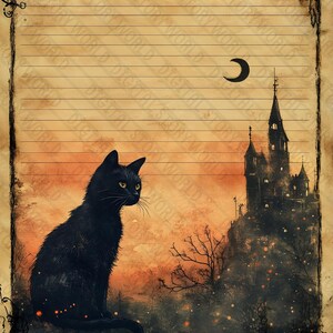 40 Black Cat Halloween Digital Paper, Cats Junk Journal Pages, Vintage ...