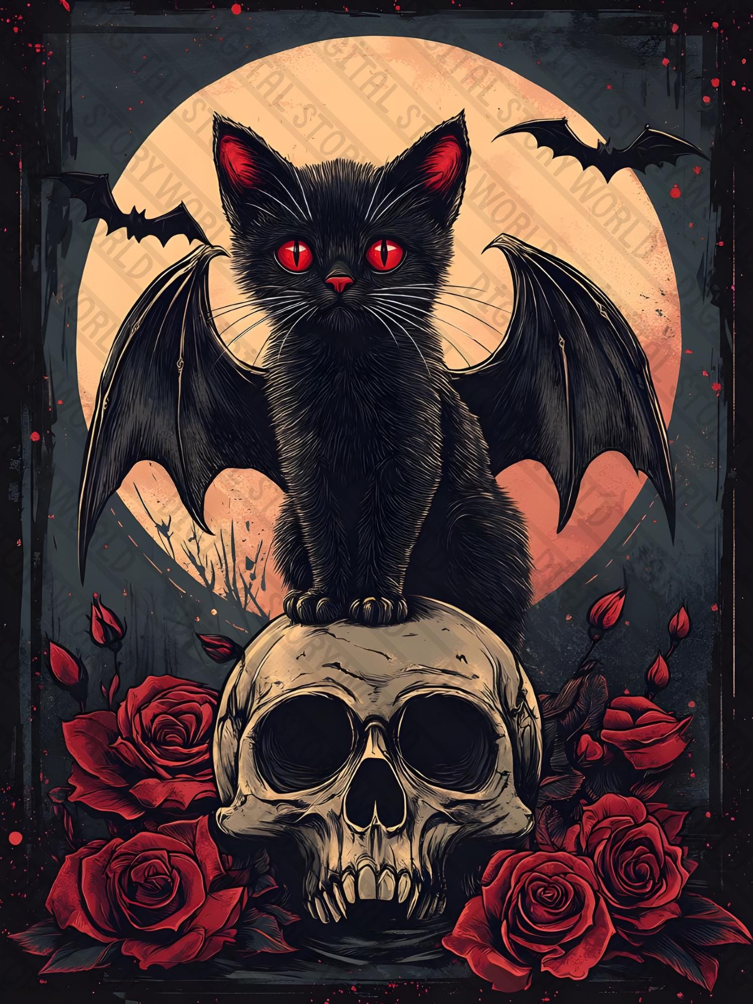 25 Gothic Scary Black Cat, Digital Halloween Items ,spooky Vibes and ...