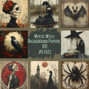 10 Vintage Backgrounds Mystical Digital Halloween Elements, Digital ...