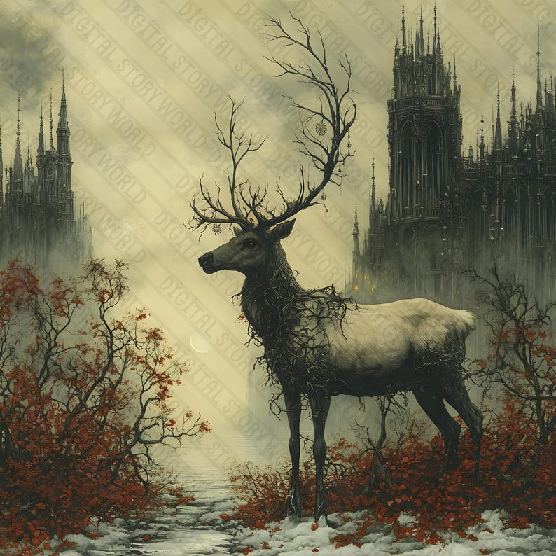 25 Vintage Background Mystical Digital Christmas Items, Digital ...