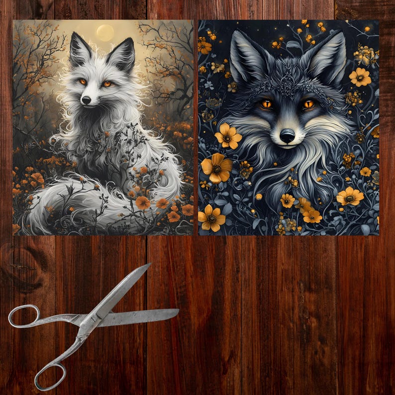 25 Gothic Fox Digital Papers | Printable Gothic Animal Backgrounds and ...