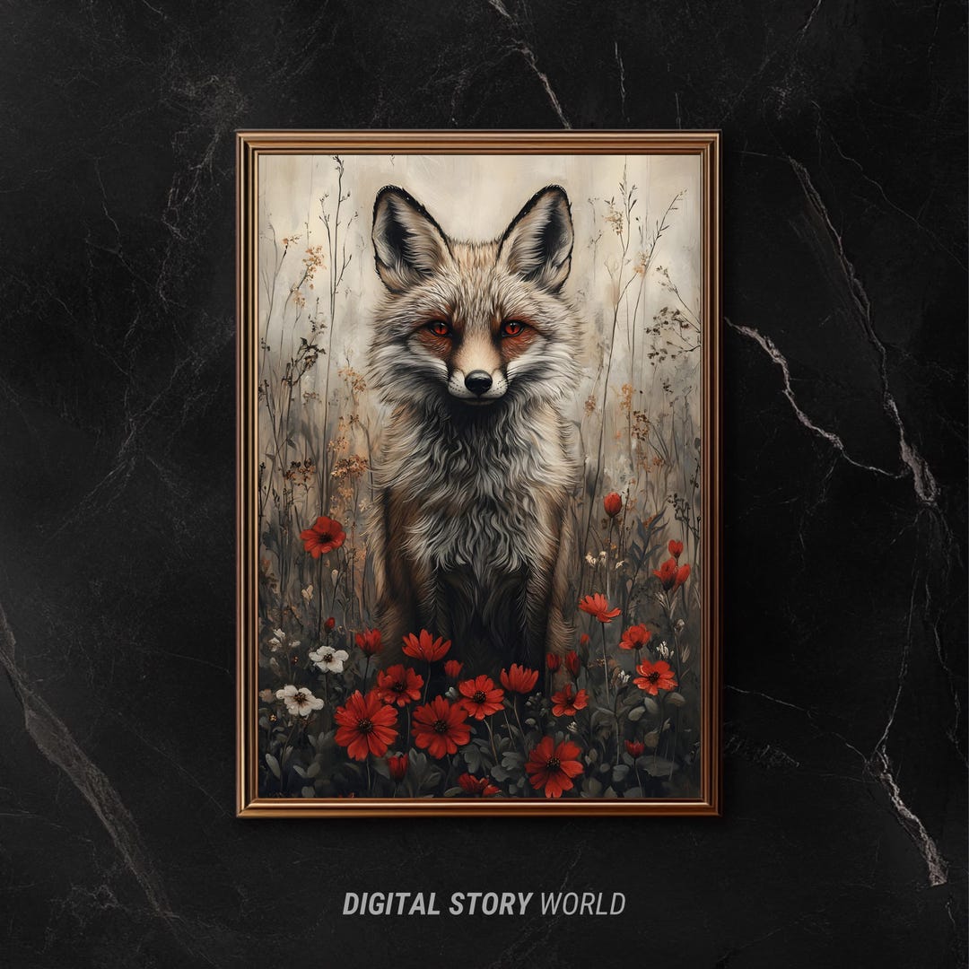 Gothic Fox Art – Mystical and Melancholic Woodland Print, Dark Fantasy ...