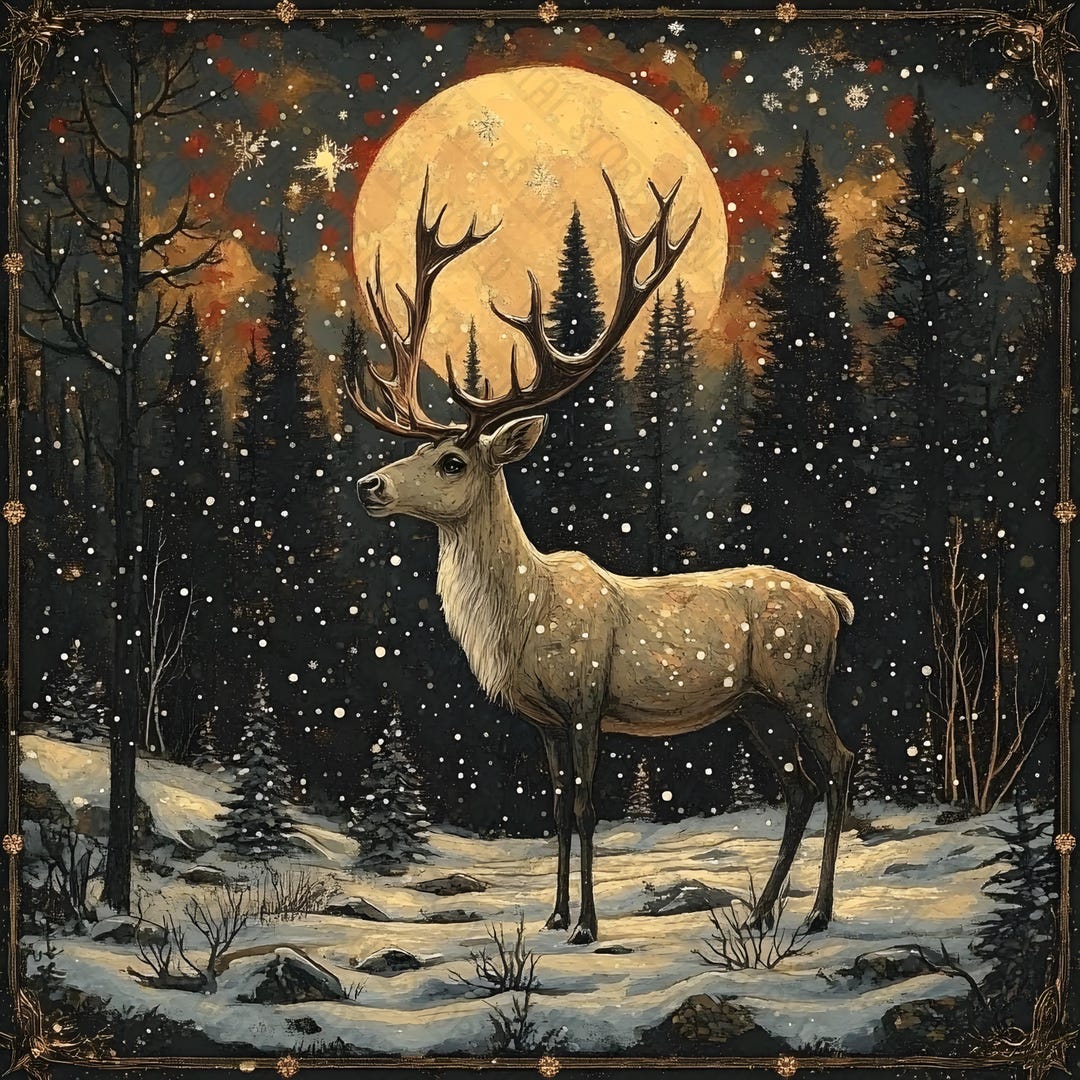 25 Vintage Background Mystical Digital Christmas Items, Digital ...