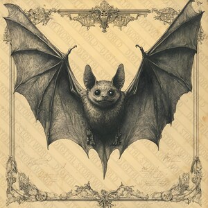 30 Gothic Bat Page Elements, Background Mystical Digital Halloween ...