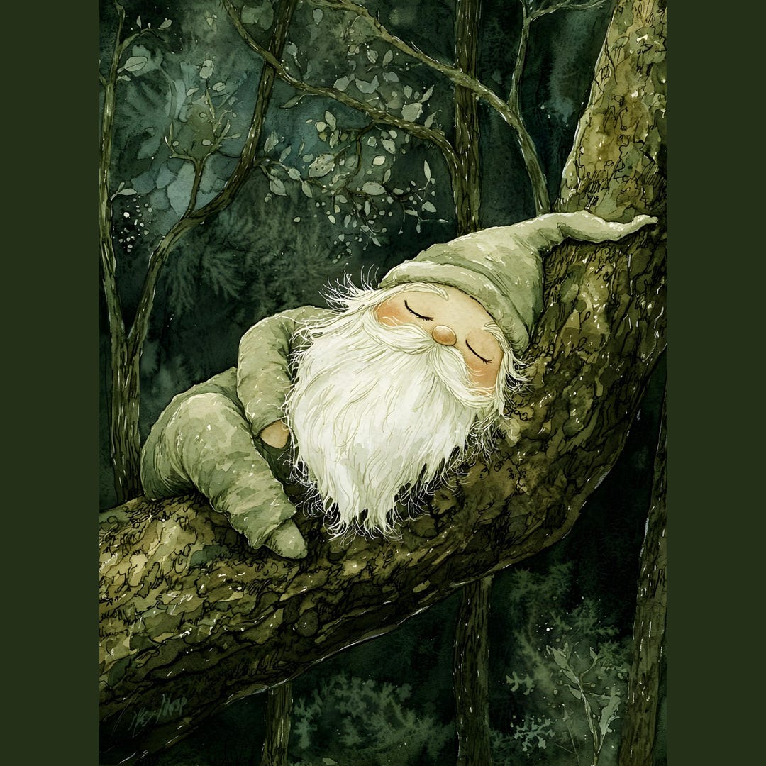 20 Cute Christmas Gnomes Sleeping on Tree Background Paper, JPG File ...