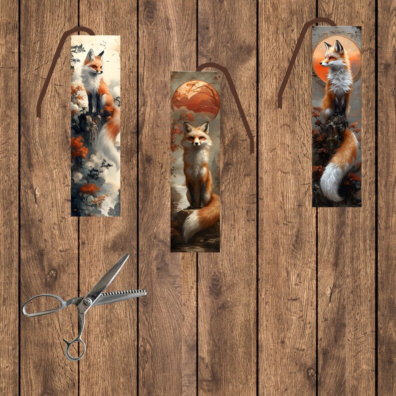 25 Edo Period Bookmarks Mystical Digital Fox Items, Digital Fox Collage ...