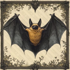 30 Gothic Bat Page Elements, Background Mystical Digital Halloween ...