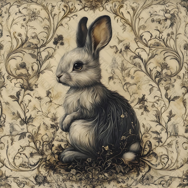 25 Digital Rabbit Pages, Background Gothic Animal Elements, Aesthetic ...