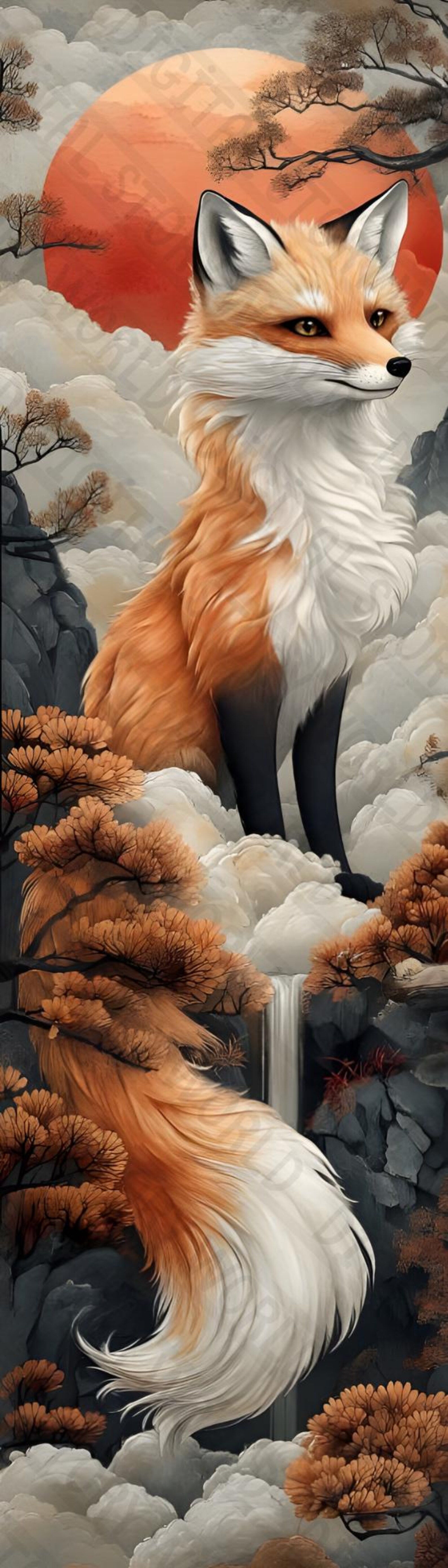 25 Edo Period Bookmarks Mystical Digital Fox Items, Digital Fox Collage ...