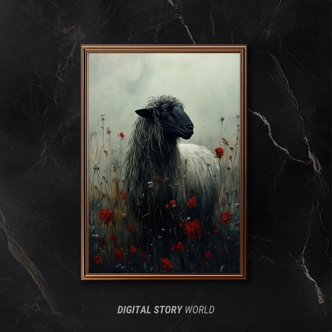 Gothic Sheep Art – Moody Gothic Wall Print, Perfect for Dark Academia ...