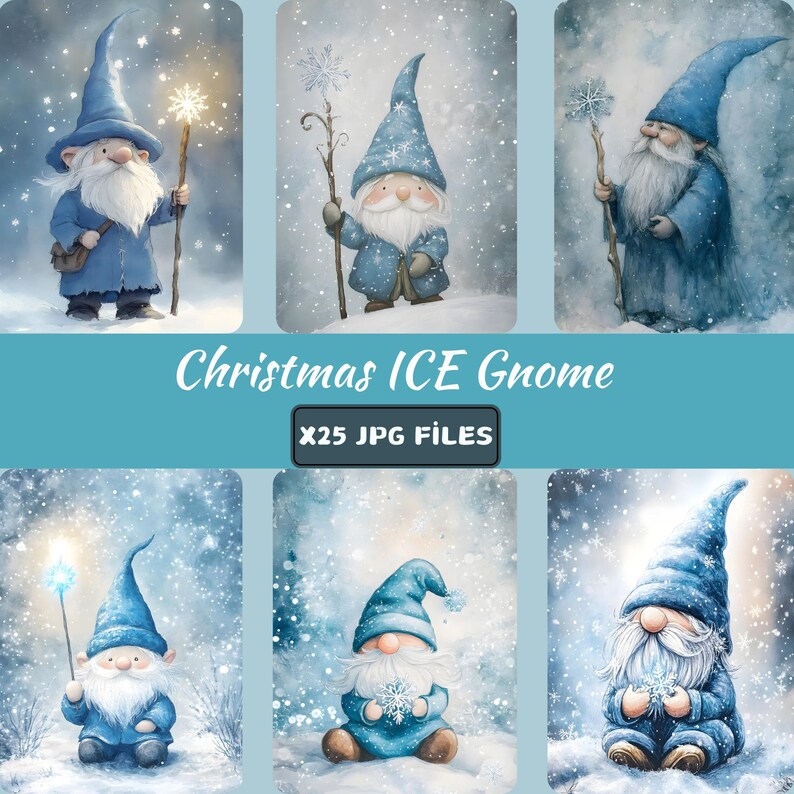 25 Cute Snow Christmas Gnome Background Paper, JPG File ,instant ...