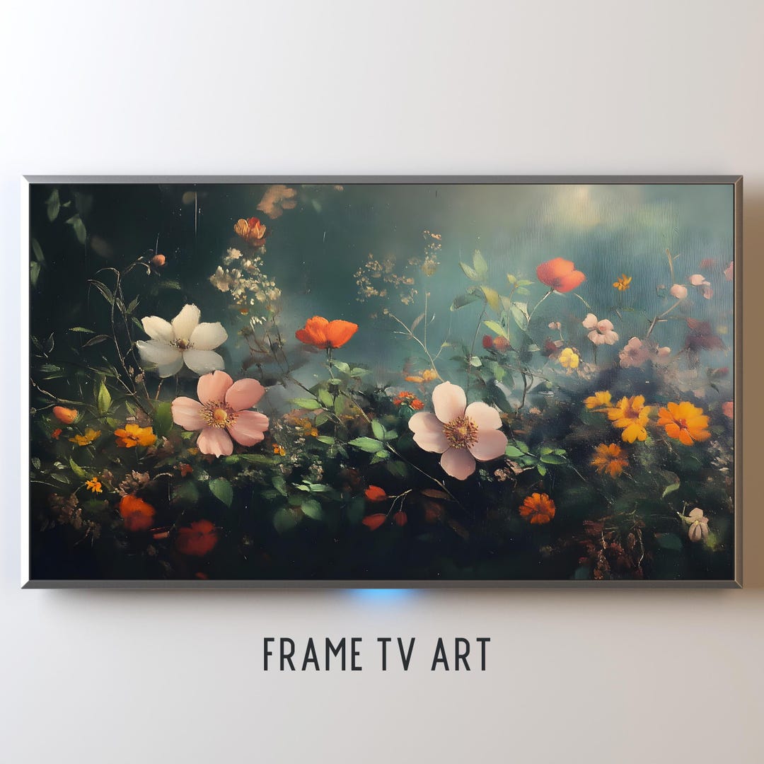 4 Picturessamsung FRAME TV Art Vintage Colourful Forest Flowers Smart ...