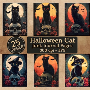 25 Gothic Scary Black Cat, Digital Halloween Items ,spooky Vibes and ...