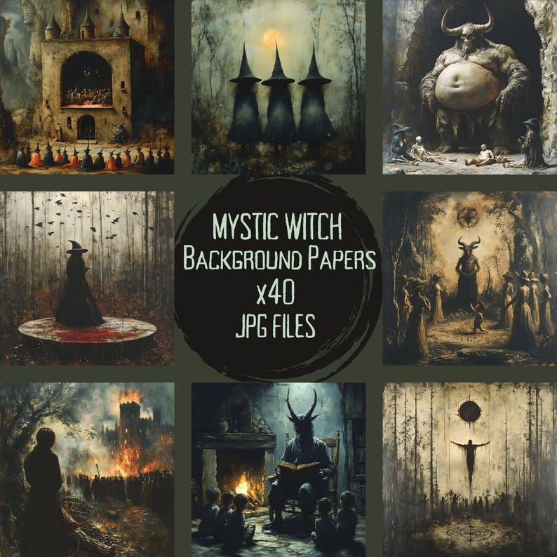 40 Vintage Backgrounds Mystical Digital Halloween Elements, Digital ...