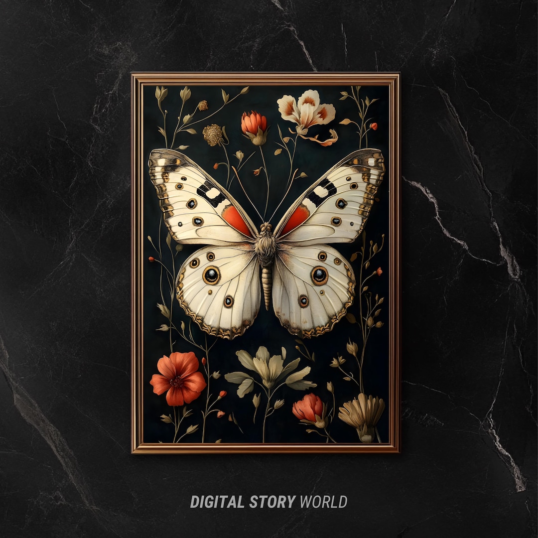 Gothic Butterfly Art – Enchanting Melancholic Nature Print, Dark ...