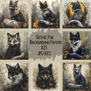 25 Gothic Fox Digital Papers | Printable Gothic Animal Backgrounds and ...