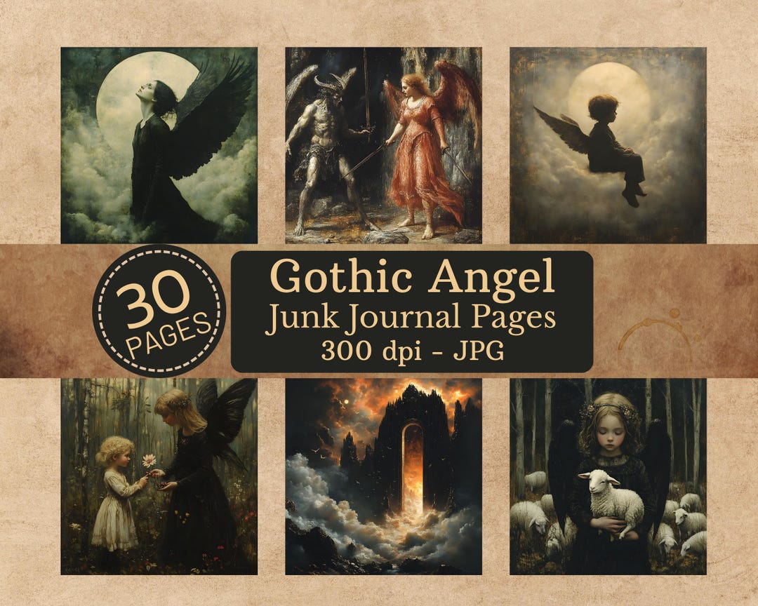 30 Digital Angel Collage Pages, Vintage Background Mystical Digital ...