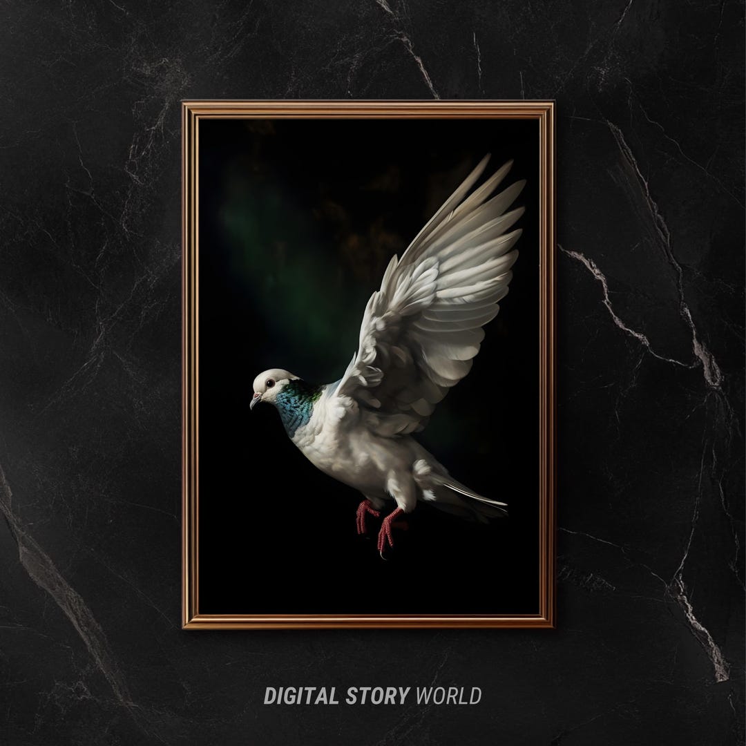 Majestic Dove in Moonlight, Dark Academia Decor, Vintage Wall Art ...