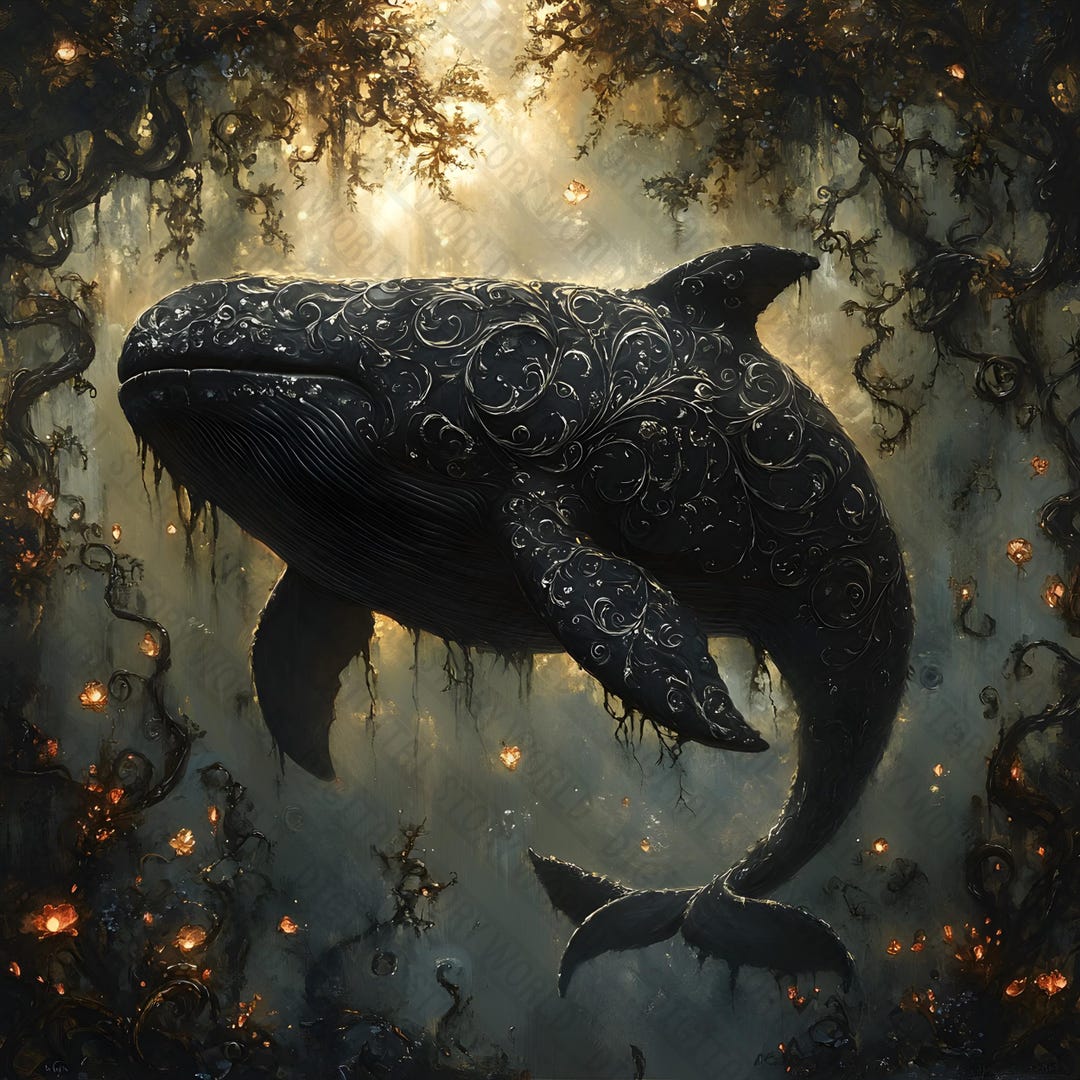 25 Background Plant Themed Gothic Animal Elements, Digital Whale ...